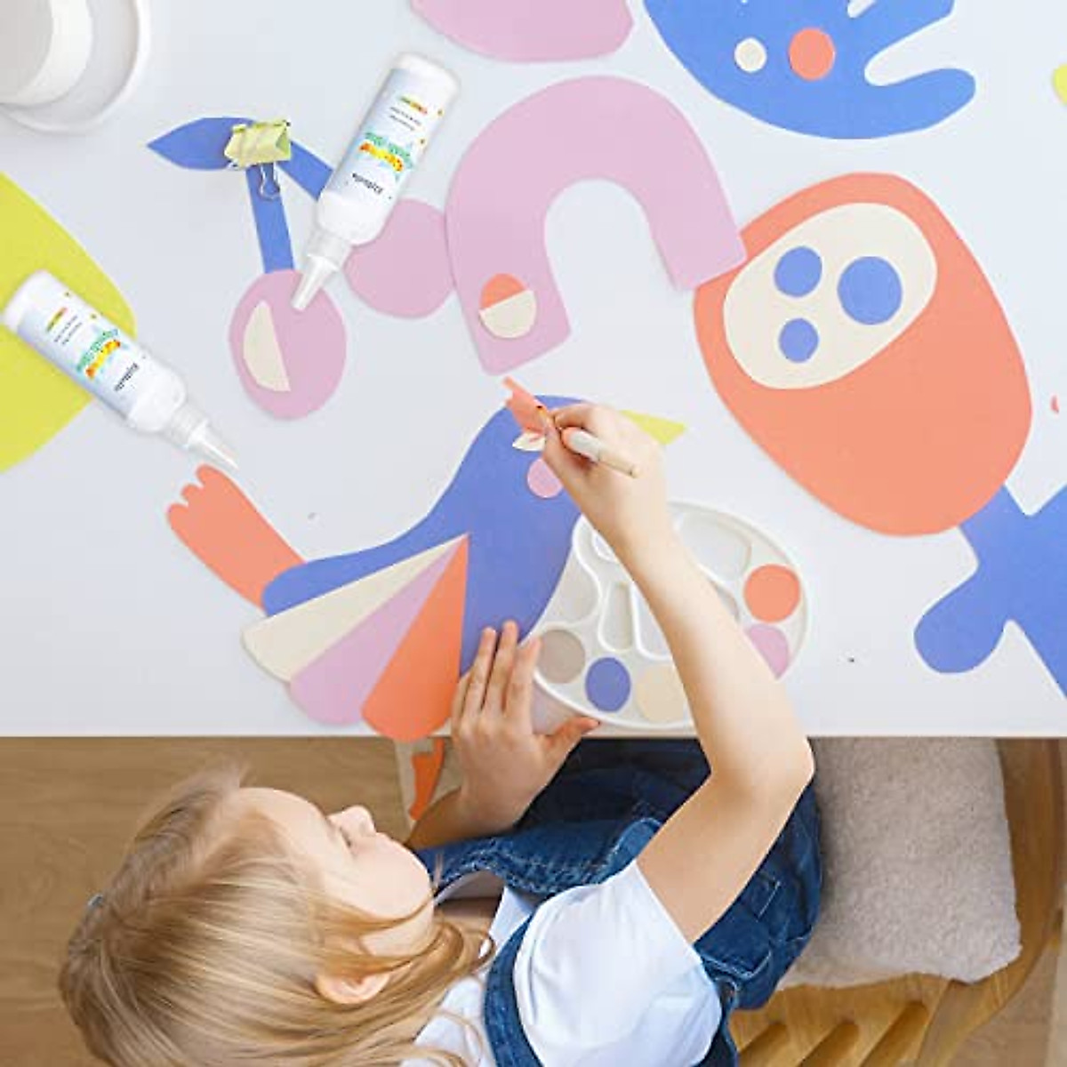 ElfBello Art Craft Glue with Fine Tips & 50ml Glue Applicator Bottle, Adhesive Art Glitter Glue for Paper Craft DIY Scrapbook, Quick Dries Clear Glue Wrinkle Resistant, 4fl oz 2 Pack