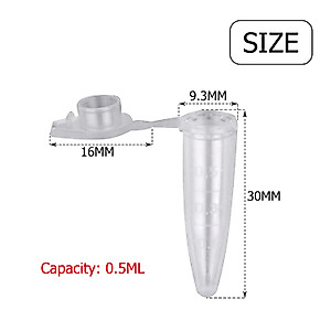 BronaGrand 200 Pieces 0.5ML Polypropylene Graduated Microcentrifuge Tubes with Attached Lid Clear