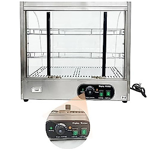 HQHAOTWU Commercial Food Warmer Display Electric Stainless Egg Tart Pizza Food Display Case with Lamp 3-Tier Countertop Pastry Warmer Temperature Adjustable 30-110℃/86-230℉110V