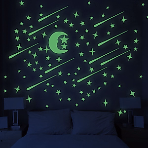 216 PCS Glow in Dark Stars and Moon, Glowing Stars Stickers for Ceiling and Wall Decals, Perfect for Kids Bedding Room or Party Birthday Gift