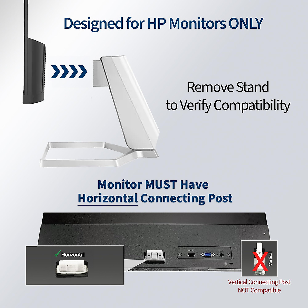 VIVO Quick Attach VESA Adapter Designed for HP Monitors 27er, 27es, 27ea, 25er, 25es, 24ea, 24es, 23er, 23es, 22er, 22es, 22f, 23f, 24f, 25f, 27f, 27fw VESA 75x75m and 100x100mm, MOUNT-HP27ER