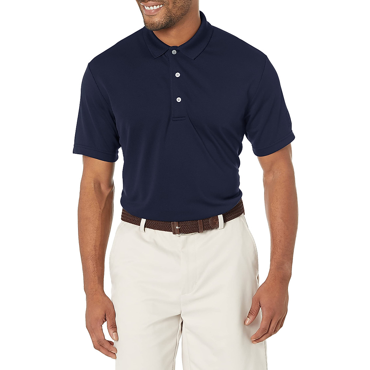 PGA TOUR Men's Big and Tall Airflux Short Sleeve Solid Golf Polo-Shirts, True Navy, 3X