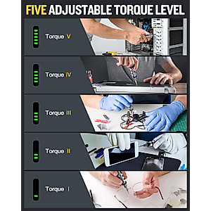 Homtronic Mini Electric Screwdriver Set, 37 in 1 Small Electric Screwdriver Kit Supporting Overload Protection, Precision Electric Screwdriver Cordless Repair Tool for Phone Camera Laptop Watch