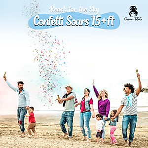 Gender Reveal Confetti Powder Cannons- Set of 4 BLUE - 100% Biodegradable Tissue, Eco-Friendly Powder- Party Supplies/Decorations Boy/Girl Voting Stickers 40pcs