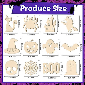 MGparty 60PCS Halloween Crafts for Kids DIY Wooden Slices Crafts Unfinished Predrilled Natural Wood for Kids Halloween Party Favors Halloween Hanging Decorations Gifts