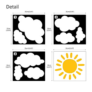 DECOWALL DWG-707WY Sun and Clouds Graphic Kids Wall Stickers Wall Decals Window Stickers Peel and Stick Wall Stickers for Kids Nursery Bedroom Living Room (White_707WY)