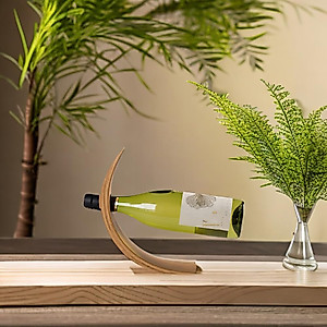 Somonka-L Single Wine Bottle Holder, Natural Bamboo Personalized Wine Rack,Self Balancing Display Wine Rack On Tabletop, Cabinet Etc