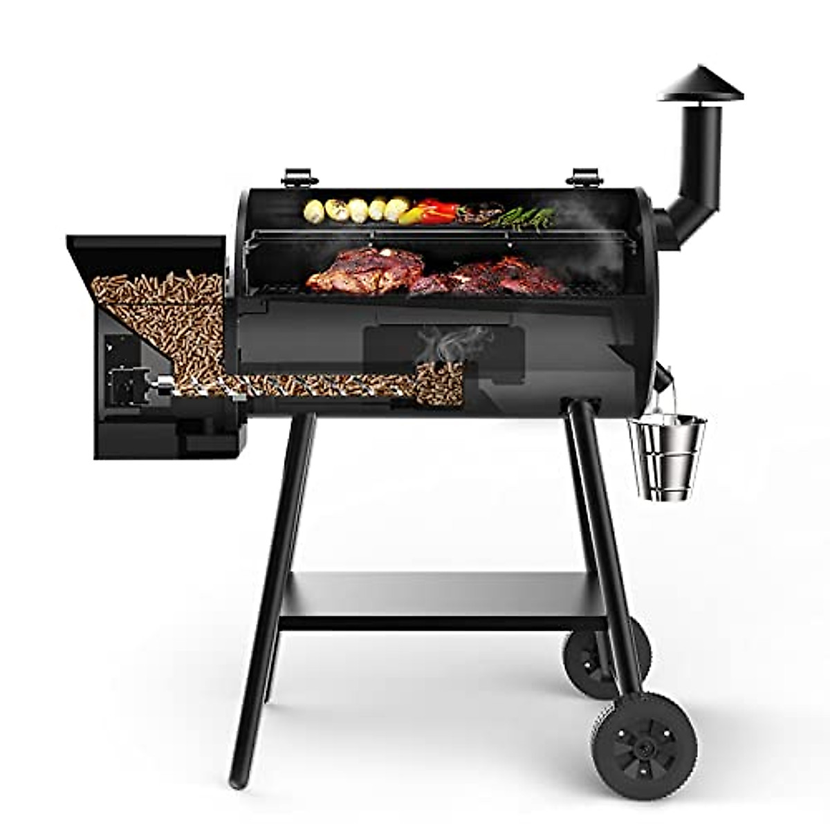 Z GRILLS 5502H 8 in 1 Wood Pellet Portable Grill Smoker for Outdoor BBQ Cooking with Digital Temperature Control and Storage Shelf, 538 Sq In