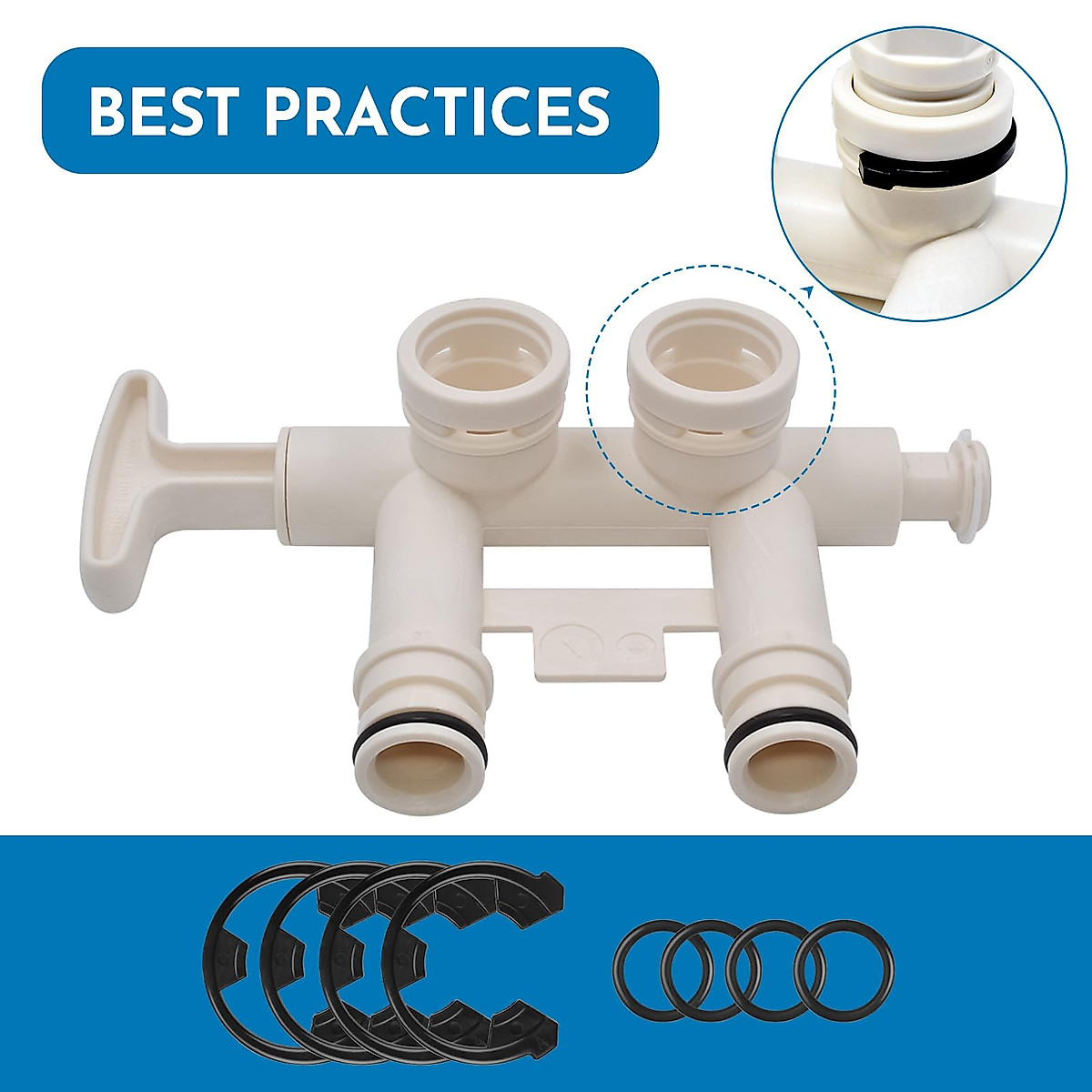 7337563 Water Softener Clip Kit (WS60X10004, 1205500, 7116713, 1205500) and O-Ring Kit (7337571, 7170288, STD302213, WS03X10025) Compatible with Kenmore, GE, EcoPure, Sears