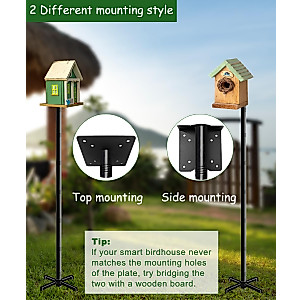 Mokeyder 105 Inch Bird House Pole Mount Kit, Adjustable Heavy Duty Bird Feeder Pole for Outdoors, Universal Mounting Post Set with 5-Prong Base, Black, 1 Pack