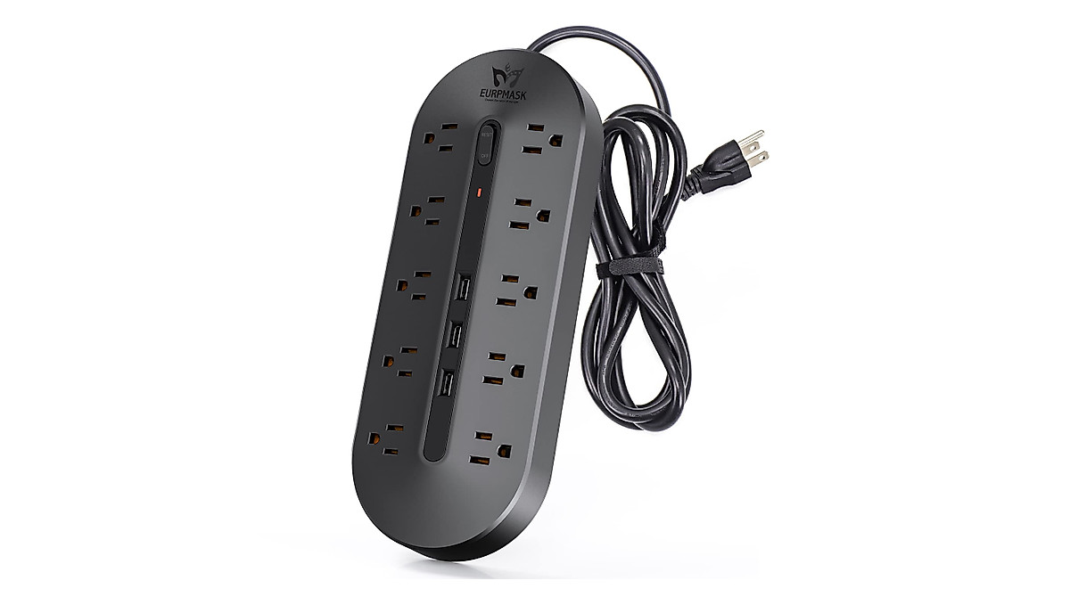 EURPMASK Power Strip with 10 Outlets & USB Ports – Surge Protector