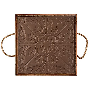 Elements - 5230317 Whitewash Embossed Wood Tray, 14-Inch, Assorted