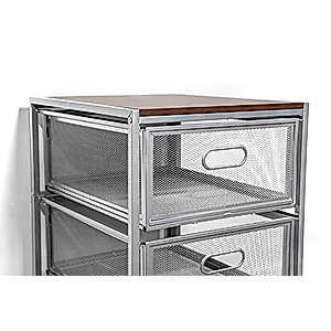 Real Home Innovations, 3-Drawer Stackable Mesh Organizer, Silver & Espresso