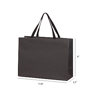 PAPERIST 12pcs, 11.8x4.7x9 sturdy durable gift bag, Black gift bag with Black cotton handle, Gift bag for Wedding, Christmas, Birthday Party, Bridal Shower, Baby Shower, Medium size gift bag