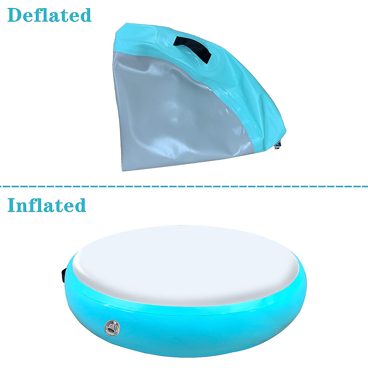 Air Spot Gymnastic 3.3 FT Tumbling Mats, Round Inflatable Tumble Track Gymnastic Equipment for Cheerleading, Gymnastics Training, Beach, on Water Thick 8 in