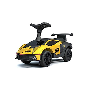 Best Ride On Cars Lamborghini Essenza SCV12 Push Car - Toy Car for Toddlers, Kids Car with Realistic Steering Wheel, In-Built Music, Horn, Comfy Seat, Backrest, Secret Storage, Yellow Large
