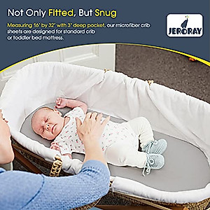 Bassinet Sheets JERORAY for Girls and Boys, 2 Pack Stretchy Ultra Soft Jersey Knit Bassinet Mattress Pad Cover, Grey Dinosaur