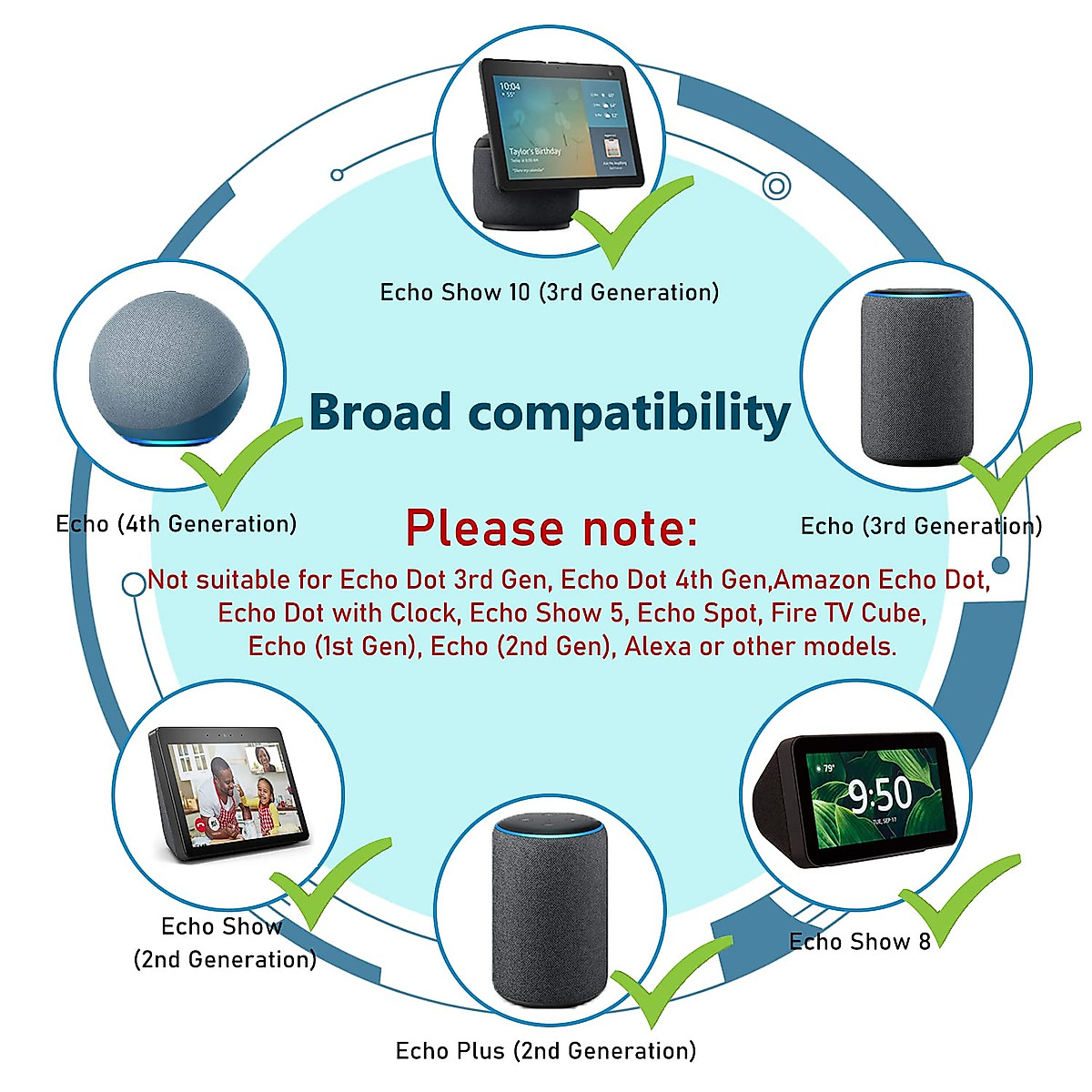 ZTTXL 30W Power Adapter for Echo (4th Gen), Echo (3rd Gen), Echo Show 10 (3rd Gen), Echo Show (2nd Gen), Echo Show 8, and Echo Plus (2nd Gen), 5.8Ft AC Adapter Power Cord