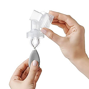 OXO Tot Breast Pump Parts Compact Drying Rack with Detail Brushes, Gray, 2 Piece Set