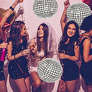 12 Pack Disco Balloons,22 Inch Large Disco Balloons 4D Silver Laser Balloons Metallic Mirror Mylar Balloons for 70s Disco Party Decorations Birthday Party