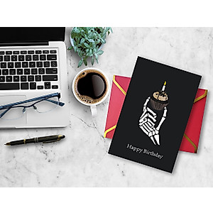 Ziwen Rude Birthday Cupcake Card, Funny Gothic Day Gifts for Her Him, Happy Birthday Card for Men Women, Bday Cupcake Skeleton Gothic Card, Dirty Black Skeleton Birthday Day Gifts for Husband Wife……