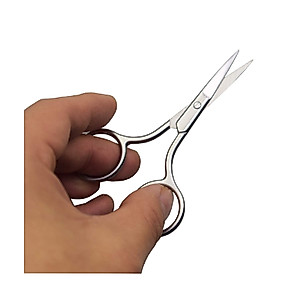 Motanar Eyebrow and Nose Hair Scissors, 3.5” Stainless Steel Professional Facial Hair Beard Eyelashes Ear Hairs and Moustache Scissors Trimmer 2 Pieces