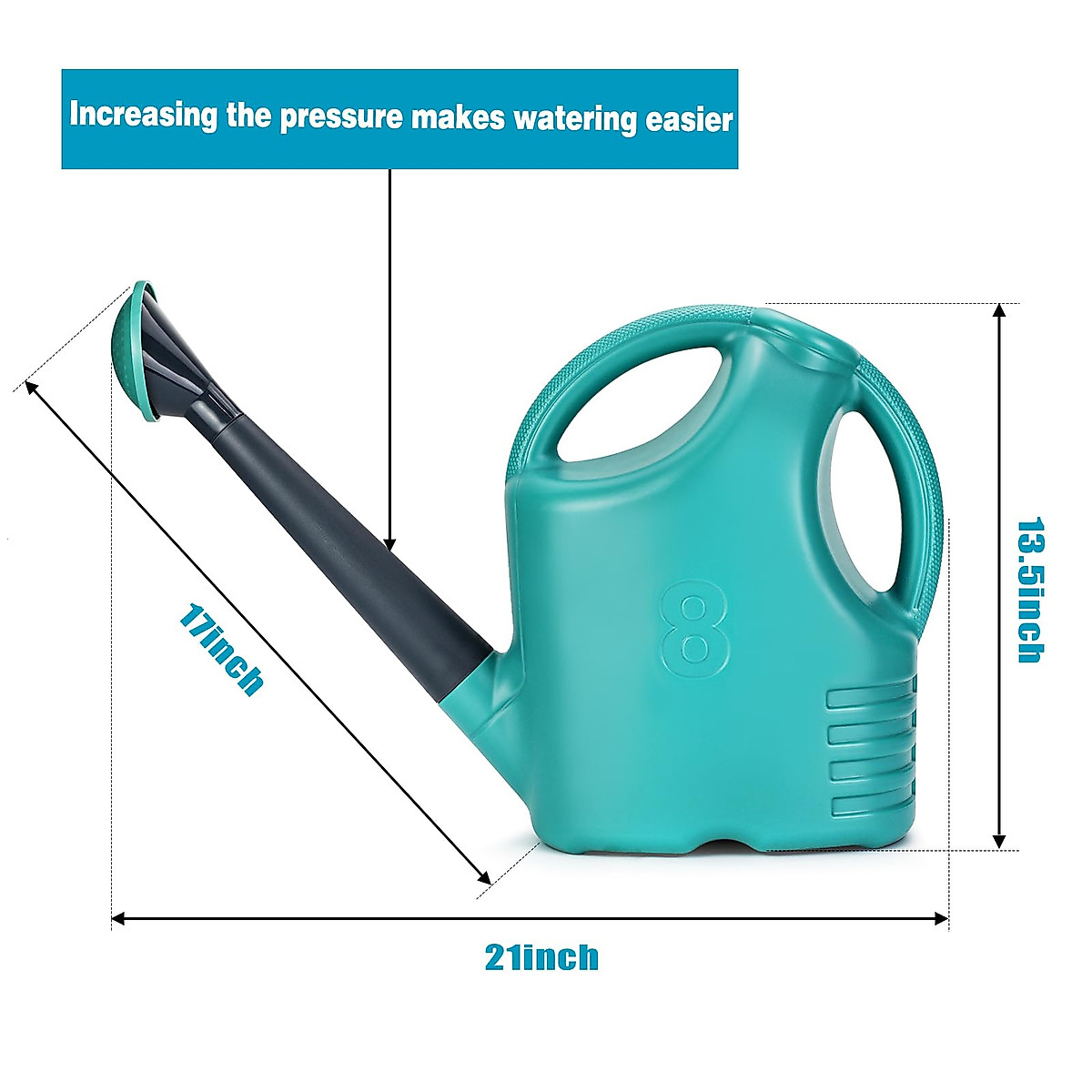 HOOPLE Premium 2.1 Gallon Watering Can for All Plants, 8L Big Volume Watering Can for Plants with Removable Head, Garden Watering Cans for Indoor&Outdoor Plants.