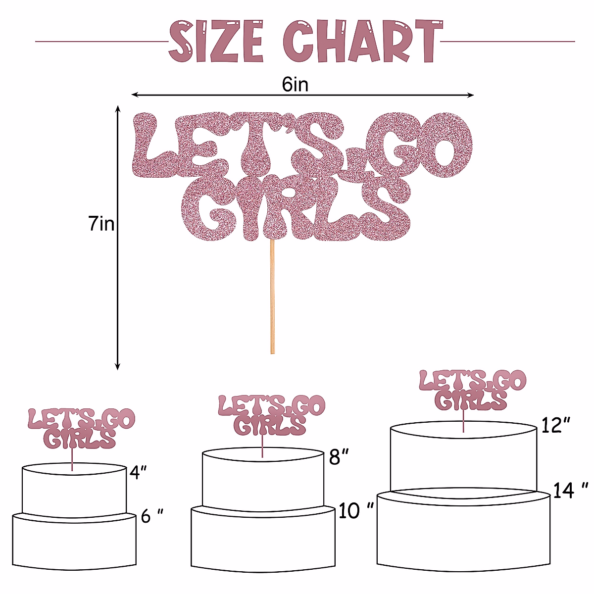 Let’s Go Girls Bachelorette Cake Toppers - Wedding Party Decorations, Bridal Shower Decoration, Bachelorette Party Scene Photo Props, Nashlorette Girls Theme Garland, Be Eengagement Shower Favor