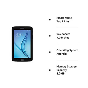 Samsung Galaxy Tab E Lite 7.0in 8GB (Black) (Renewed)