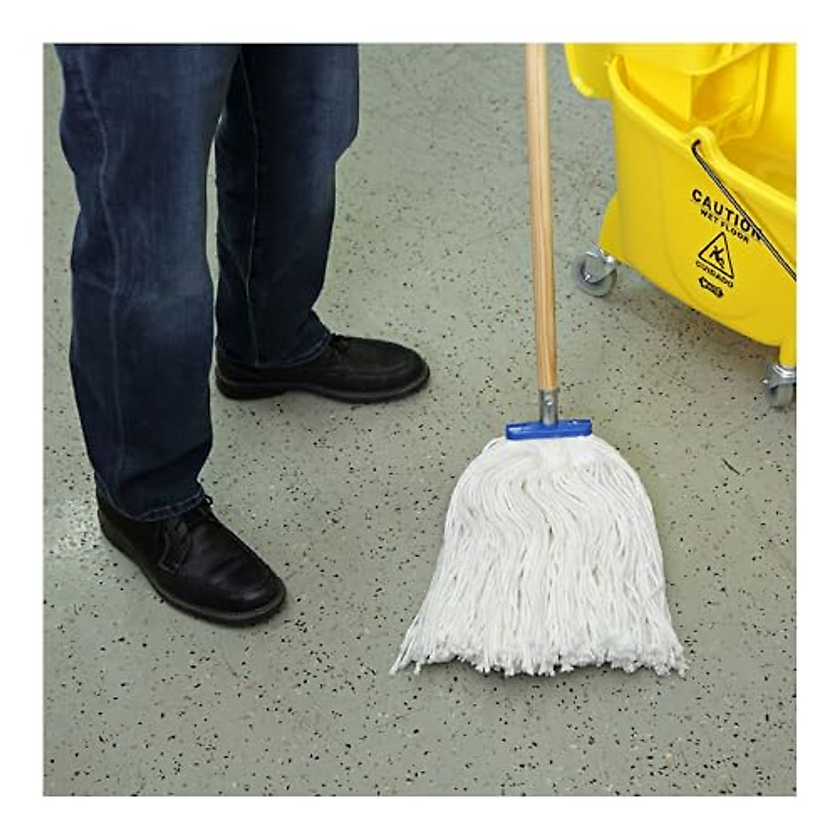 Boardwalk Cut-End Lie-Flat Wet Mop Head, Rayon, 16oz, White, 12/Carton