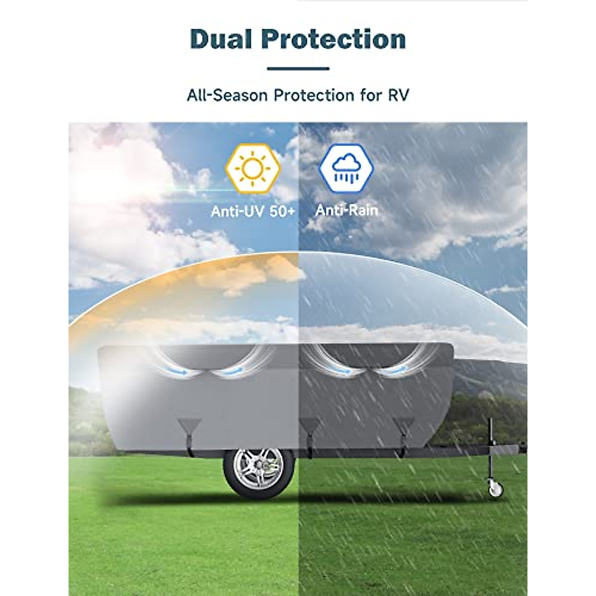 Tent Trailer Cover Umbrauto 2023 Upgraded 7 Layers Top Pop Up Camper Covers Waterproof Extra Thick Polypropylene Breathable Ripstop Anti-UV Pop Up Folding Trailer Cover Fits 10' - 12' Trailers