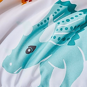 RYNGHIPY Dinosaur Comforter Set for Kids Boys Girls Dinosaur Bedding Set with 2 Pillowcases Soft Breathable Microfiber Comforter Sets for All Season (White,Twin)