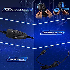 DIWUER Gaming Headset for Nintendo Switch, Xbox One, PS4, Bass Surround and Noise Cancelling 3.5mm Over Ear Headphones with Mic for Laptop PC Smartphones (Blue)