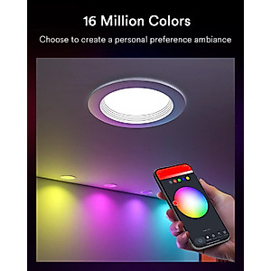 iLintek Lumary 12 Pack Smart Recessed Lighting 5/6 Inch, WiFi Recessed Lights Retrofit RGB Color Changing Can Lights, 13W 1000LM Metal Baffle Trim Downlight, Work with Alexa/Google Assistant/Siri