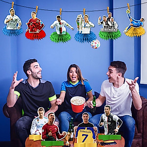10 PCS Soccer Birthday Decorations Honeycomb Centerpieces, Football Star Party Decorations for Baby Shower, Soccer Themed Birthday Party Supplies Soccer Party Decorations