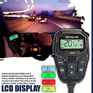 Retevis RA86 GMRS Mobile Radio, 20 Watt GMRS Radio with Antenna, NOAA 30 Channel GMRS Repeater, Easy to Install with Full Hardware, Mobile GMRS Two Way Radio, for Offroad Jeep