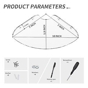 Sezanrpt 7x7 Inch Corner Shelf Wall Mount Set of 2, Acrylic Corner Floating Shelves, Clear Corner Wall Organizer Shelf for Bathroom, Kitchen, Bedroom, Living Room, Dining Room, Office