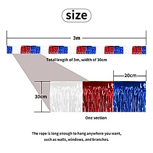 4th of July Decorations 4 Pack Tinsel Foil Fringe Garland Curtains Streamers Hanging Red White Blue Fringe Backdrop Banner for Parade Floats Decorations 4th of July America Patriotic Day Memorial Day