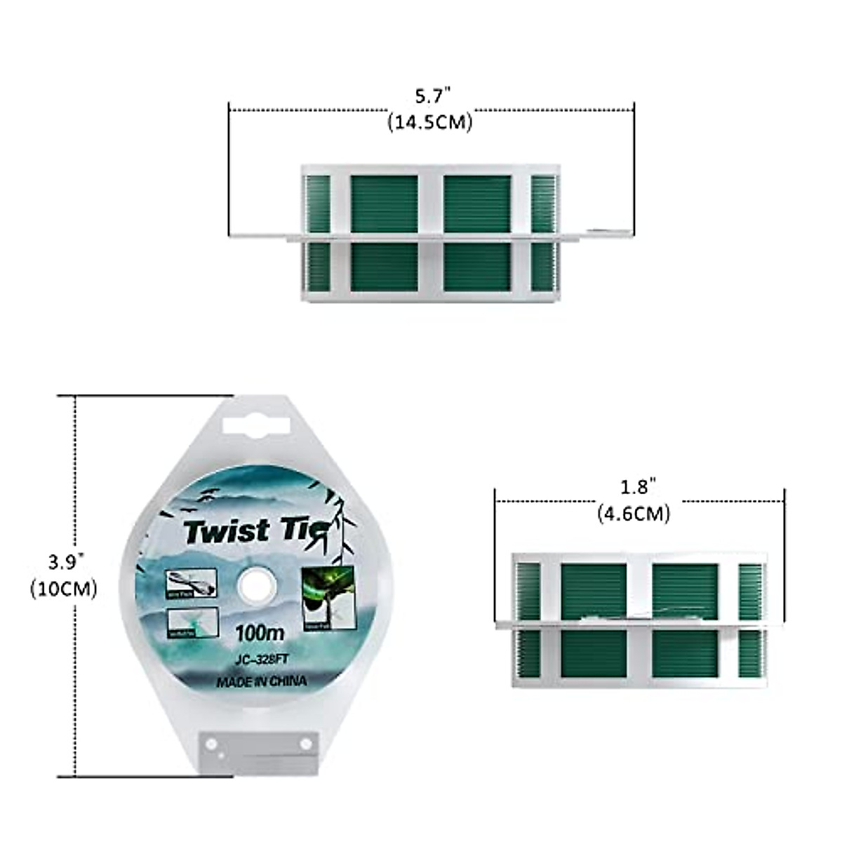 Toolazy 328ft (100m) Twist Tie Roll, PE Plastic Coated Twist Ties with Built-in Cutter, Garden Plant Twist Ties for Gardening, Plant Support, Home and Office Use