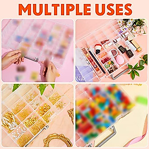 Juexica 2 Pack 48 Grids Clear Plastic Organizer Box with Removable Dividers Toy Collector Box Transparent Compartment Container Storage for Toy Jewelry Craft Bead (Box Only) (Clear, Classic)