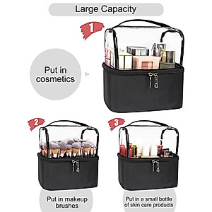 Makeup Brush Case Makeup Brush Organizer Bag Travel Stand-up Makeup Cup Professional Cosmetic Bags Artist Storage Bag with Adjustable Dividers Flip-Top Makeup Brush Holder (Black)