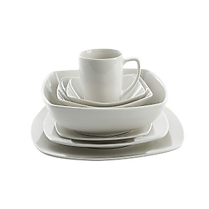 Gibson Home Zen Buffet Dinnerware Set, Service for 6 (39pcs), White (Square)