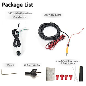 EWAY Mini Universal 360° Backup Rear Front Side View Car Camera Rotatable Mirror Flush-Mount AutoSafety Parking Reversing Cameras Metal Body