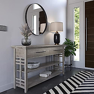 BELLEZE 3 Tier Console Table with Two Storage Shelves & Drawers, Wood Accent Sofa Table for Entryway Living Room Hallway - 55 Inch - Norrell (Gray Wash)