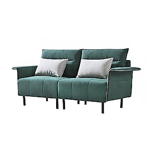 EMKK 71.6" L Loveseat, Mid Century Modern Love Seats Furniture, Adjustable Sofa-Bed Sleeper, Button Tufted Upholstered, Accent Recliner with 2 Couch Pillows for Living Room Home Bedroom, Brown