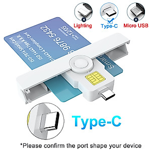 USB C CAC Reader Military, Smart Card Reader DOD Military USB Common Access CAC, Mini Fold ID, Debit, Credit Card Reader Compatible with Windows, Mac OS, Linux, Android Phone(Type C)