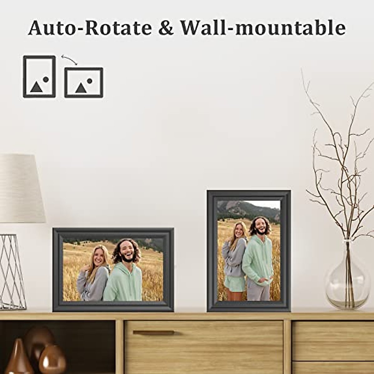 FRAMEO Digital Frame WiFi 10.1 Inch Digital Picture Frame, 16GB Storage, Auto-Rotate,IPS Touch Screen,Wall-mountable, Easy Setup and Share Photos and Videos via Free App from Anywhere