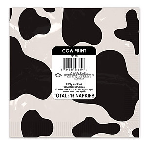 Beistle 16 Piece Cow Print Paper Napkins for Barnyard Animal Farm Birthday Party Supplies and Baby Shower Decorations