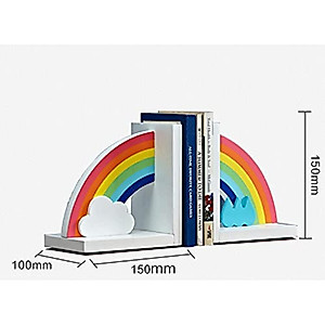 Tbkoly Rainbow Wood Bookend Book Ends Economy Universal Nonskid Heavy Duty Bookend Shelves Office Bookend Book EndNatural
