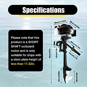 BJTDLLX 4 Stroke 4HP Outboard Motor, 52CC 2800W Outboard Motor Boat Engine, Heavy Duty Fishing Boat Engine Marine Engine for Fishing Aquaculture Outdoor Adventure